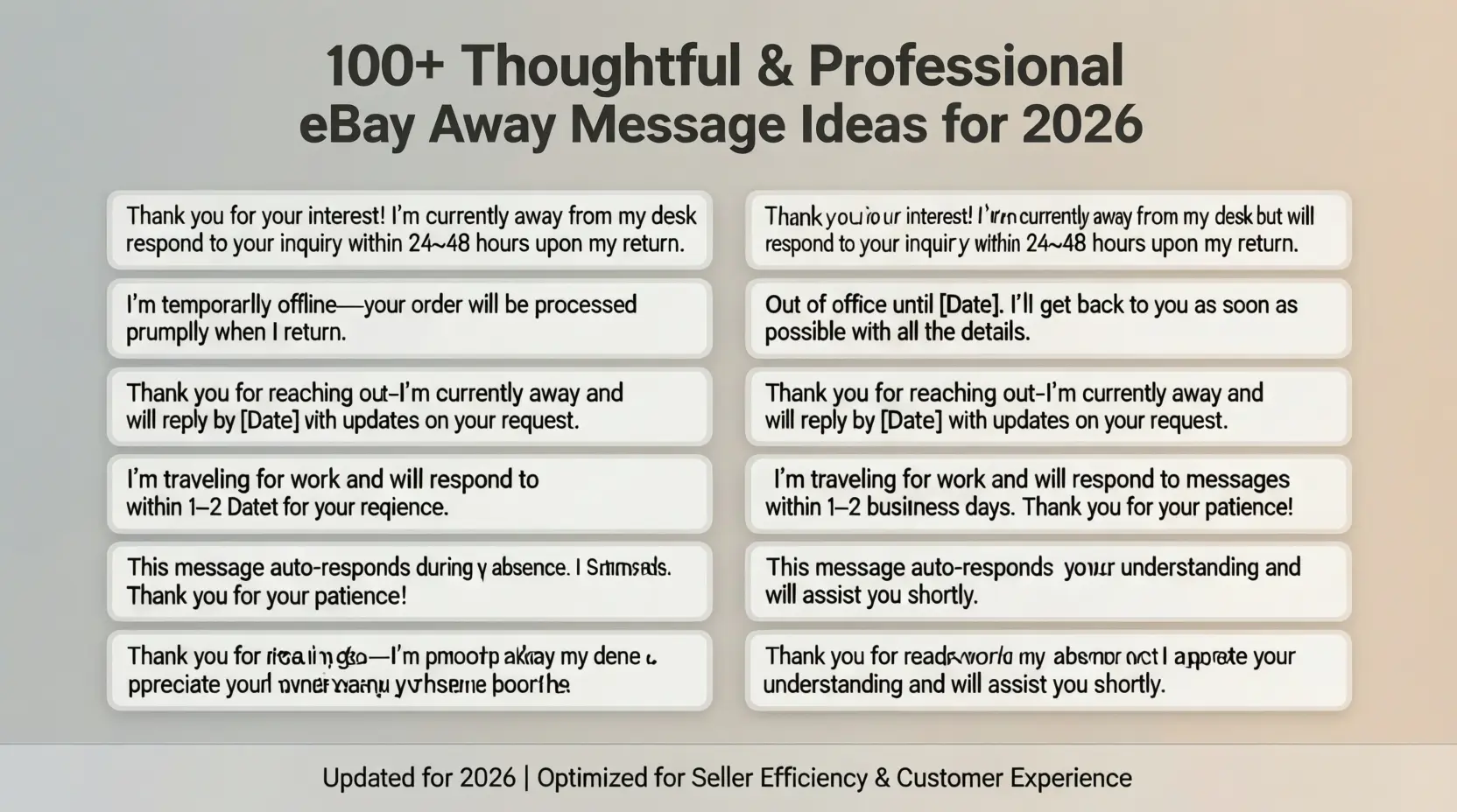 100+ Thoughtful & Professional eBay Away Message Ideas for 2026